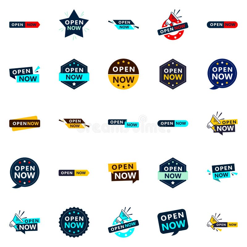 25 Professional Open Now Sign Templates Stock Vector - Illustration of ...