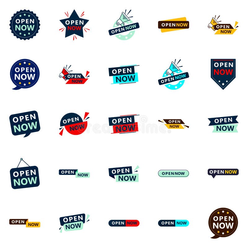 25 Professional Open Now Sign Templates Stock Vector - Illustration of ...