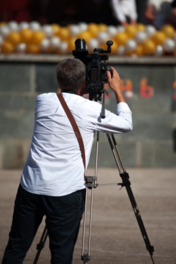 Professional Operator with a Video Camera at Work. Editorial Image ...