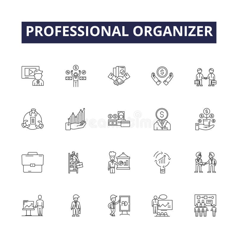 Professional Organizer Line Vector Icons and Signs. Organizer ...