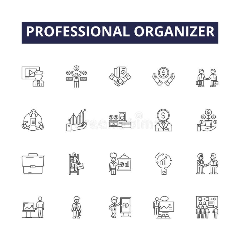 Professional Organizer Line Vector Icons and Signs. Organizer ...