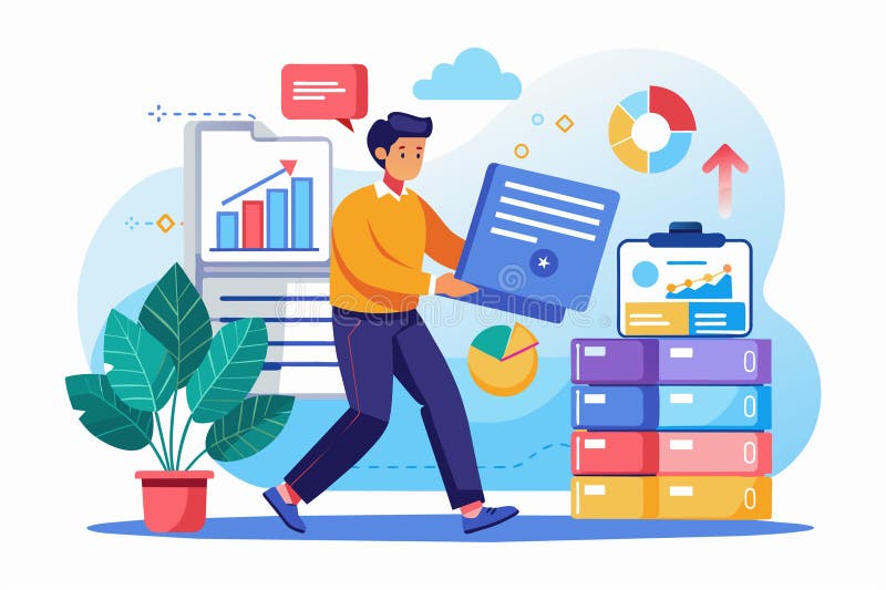 A Professional is Organizing Company Data and Managing Visual Reports ...