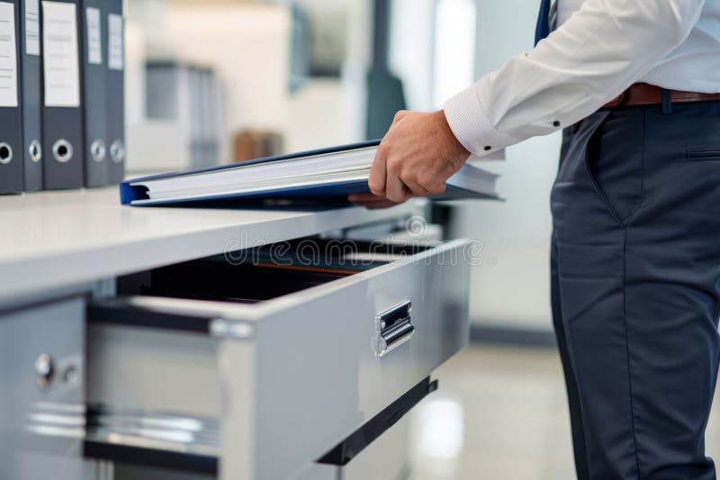 Professional Organizing Files at Modern Office Drawer. Generative Ai ...