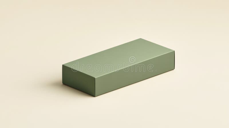Professional Packaging Mockup Green Rectangular Box Beige Background ...