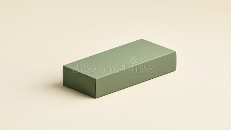Professional Packaging Mockup of a Green Rectangular Box on a Beige ...