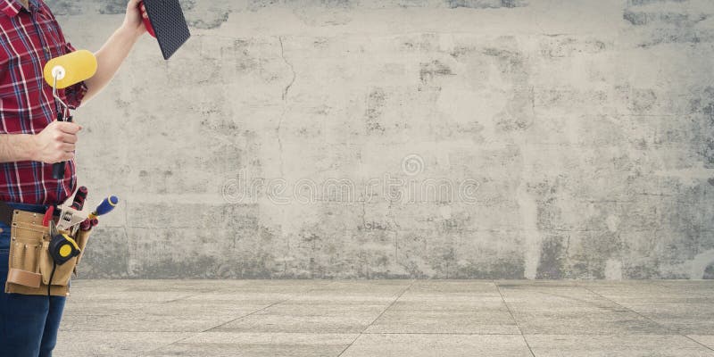 Professional Painter on Background Stock Photo - Image of home ...