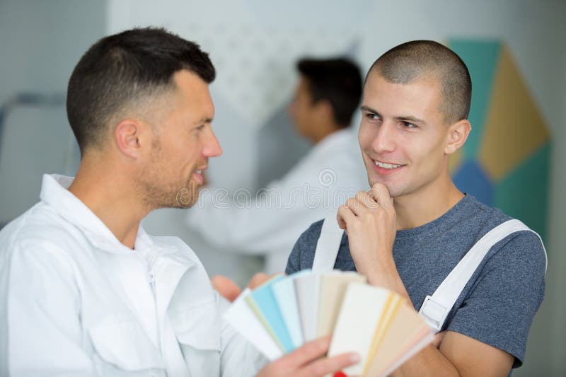 Professional Painters Choosing from Set Color Swatches Stock Image ...
