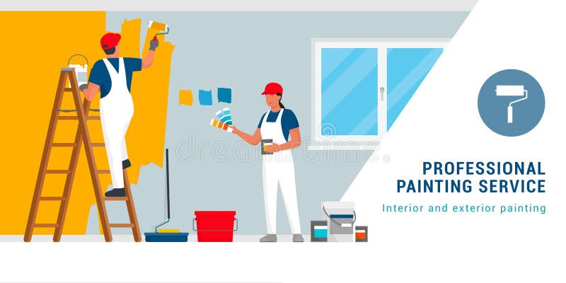 Professional Painters Painting Walls in a Residential Room Stock Vector ... Professional Painters Painting Walls in a Residential Room Stock Vector ...