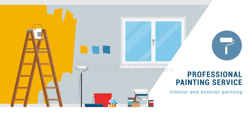 Professional Painting Service Banner with Work Tools Stock Vector ...