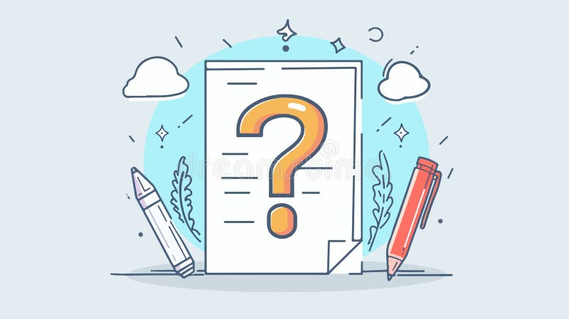 Professional Paper with Question Mark Document File Outline Stock ...