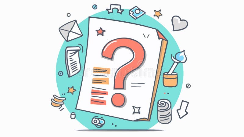 Professional Paper with Question Mark Document File Outline Stock ...