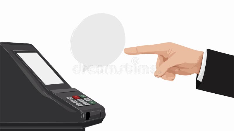 Professional Payment Terminal Hand Pointing at Receipt Notification ...