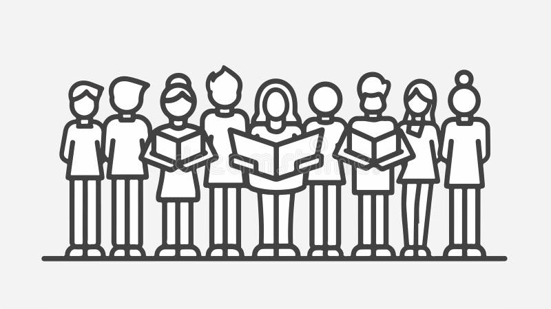 Professional People with Book Learning Outline Icon Vector Illustration ...