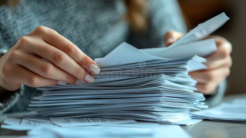 Professional Person Holding a Stack of Papers in an Office Environment ...