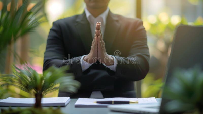 Executive Practicing Office Mindfulness. AI Generated Stock Photo ...