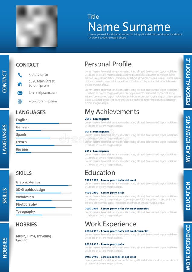 Professional Resume Header Stock Illustrations – 662 Professional ...