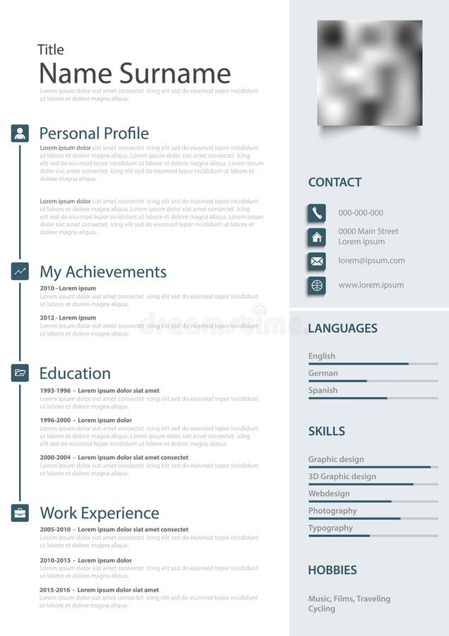 Professional Personal Resume Cv in the Light Blue Design Stock Vector ...