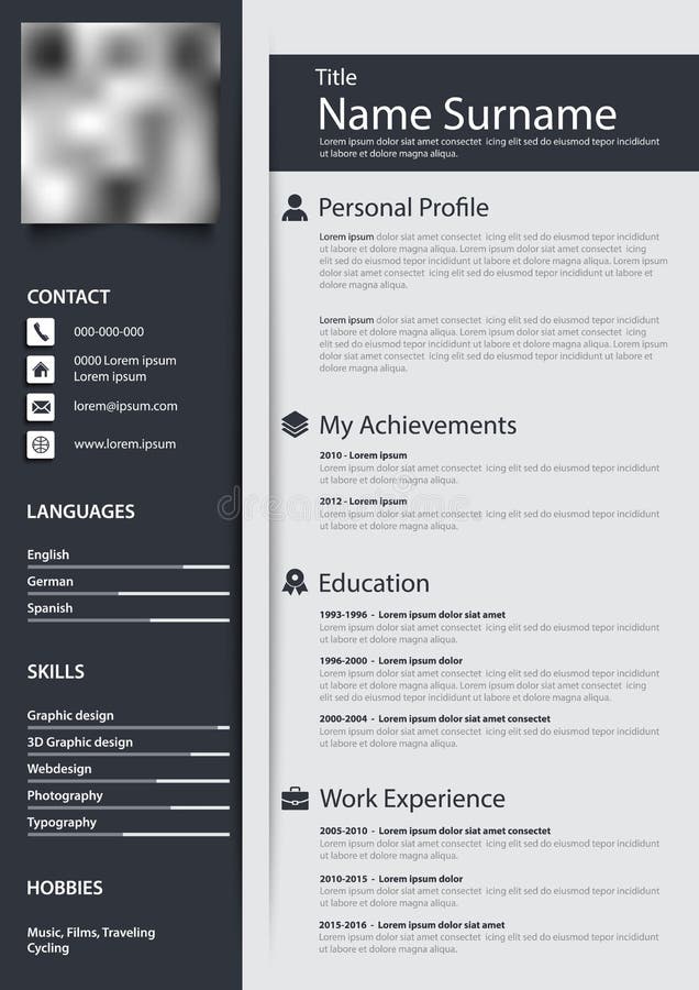 Professional Personal Resume Cv with Narrow Stripes in Blue Design ...