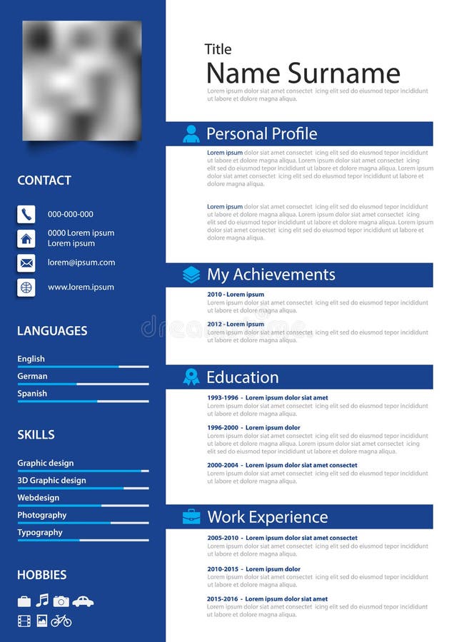 Professional Personal Resume Cv with Bookmarks in Blue Gray Design ...