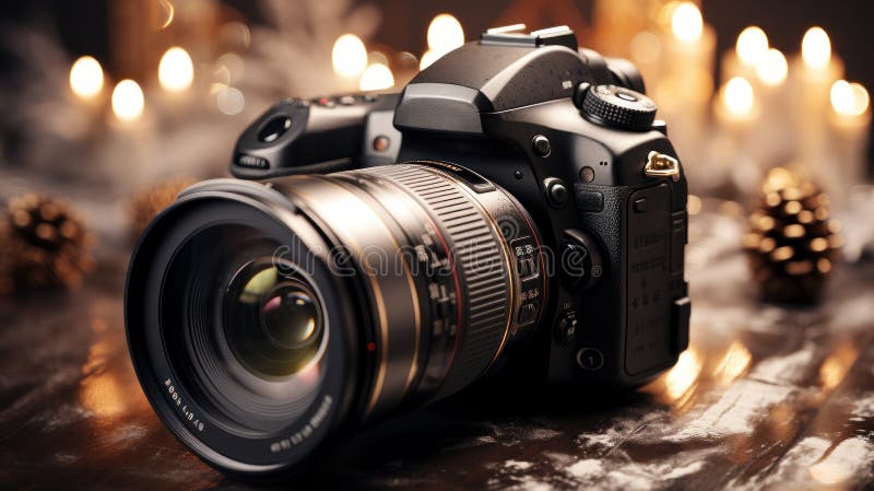 Professional Photo Camera in Studio Decor Closeup, AI Stock ...