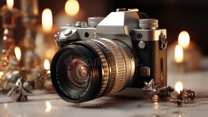 Professional Photo Camera in Studio Decor Closeup, AI Stock ...