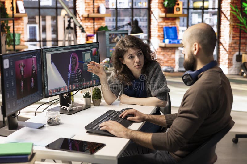 Professional Photo Editor Interacts with AI Chatbot and Retouching ...