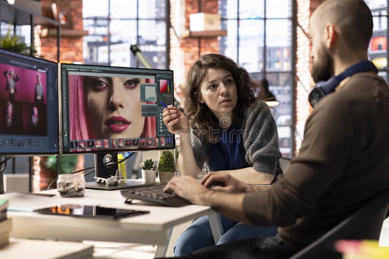 Professional Photo Editor Interacts with AI Chatbot and Retouching ...