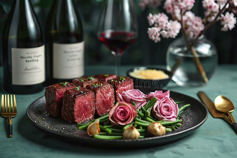 A Professional Photo of an Elegant Dinner Table with Two Plates ...
