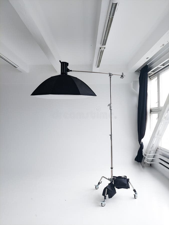 Professional Photo Flash Light with a Big Softbox on a C-stand on a ...