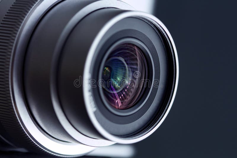 Professional Photo Lens with Reflection Closeup Stock Image - Image of ...