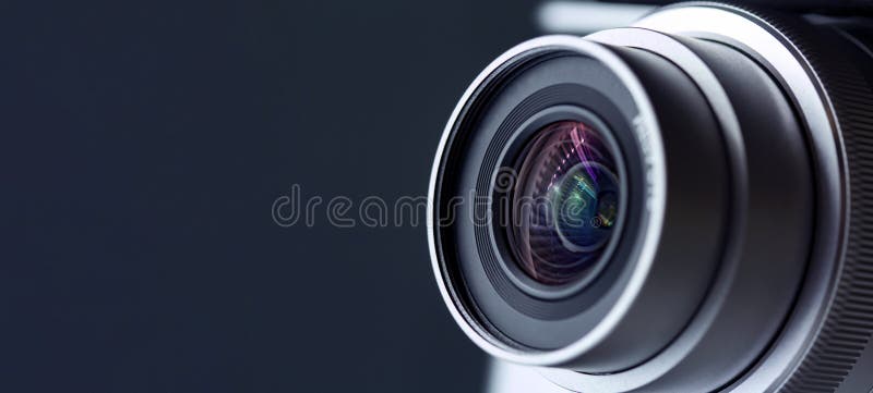 Professional Photo Lens with Reflection Closeup Stock Photo - Image of ...