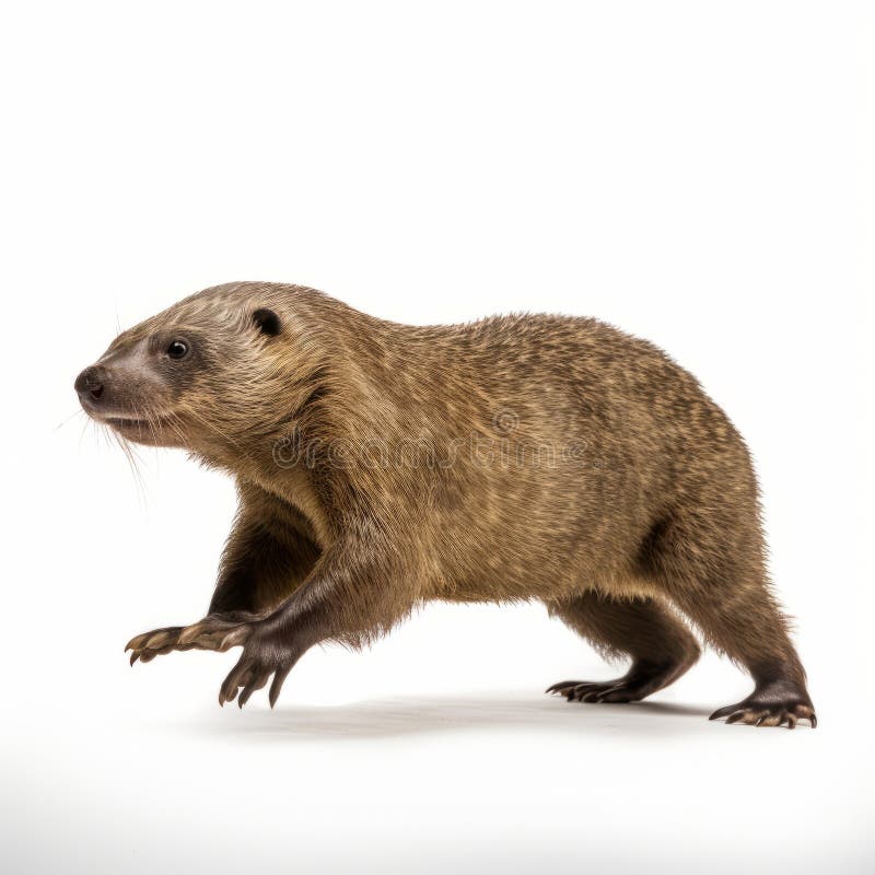 Professional Photo of Muskrat in Motion on White Background Stock ...