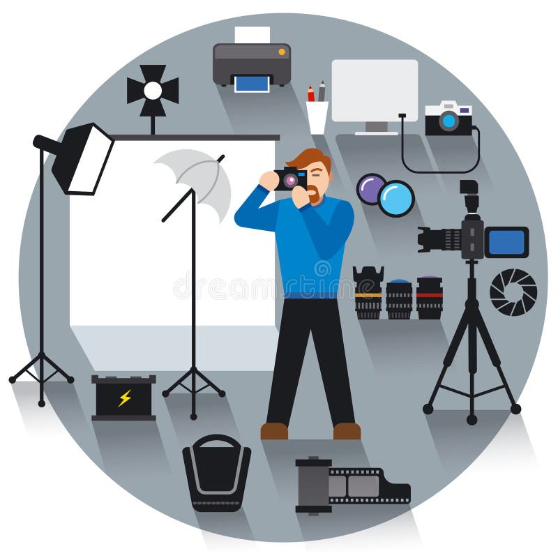 Professional Photo Studio Interior Cartoon Vector Stock Vector ...