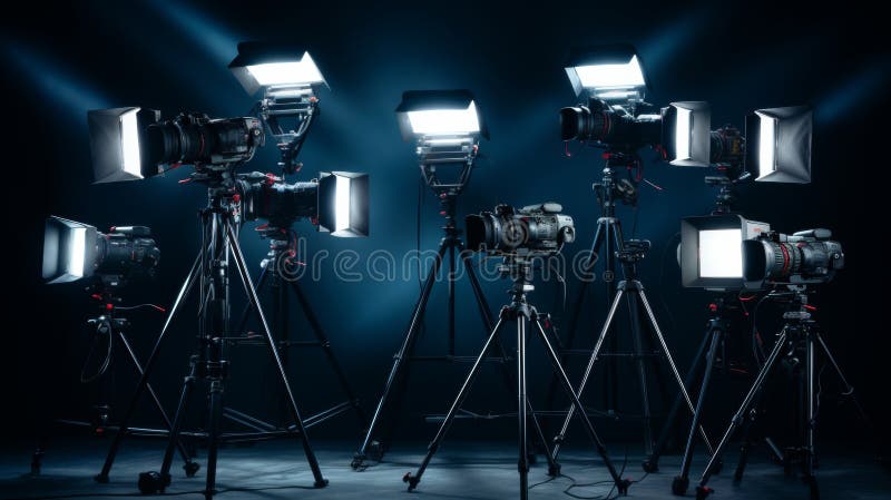 Professional Photo Studio Setup with Cameras, Tripods, Lighting ...