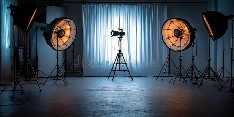 Studio Photography Setup Lighting Camera Backdrop AI Generated. Stock ...