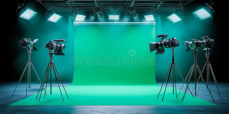 Professional Photo Studio Setup with Green Screen and Multiple Cameras ...