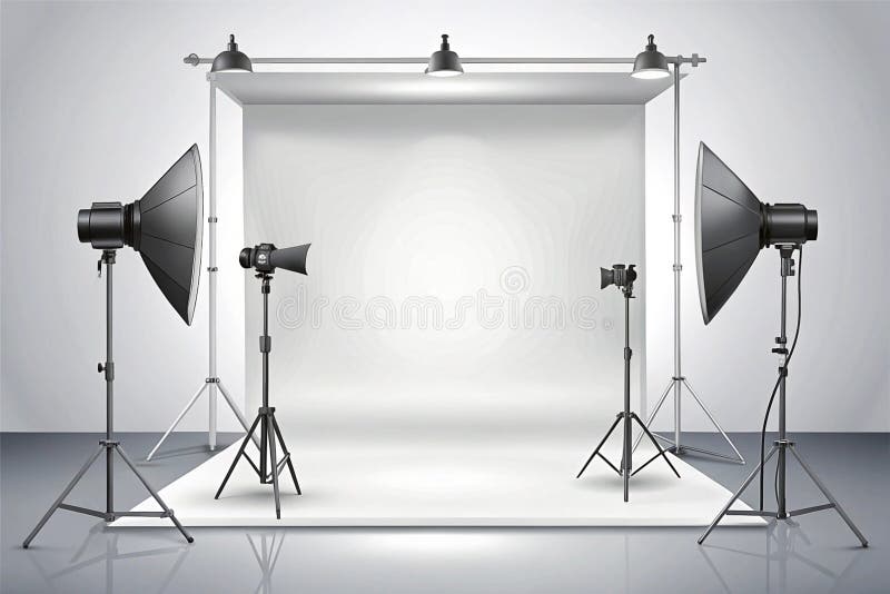 Professional Photo Studio Setup with Lights, Backdrop, and Cameras ...