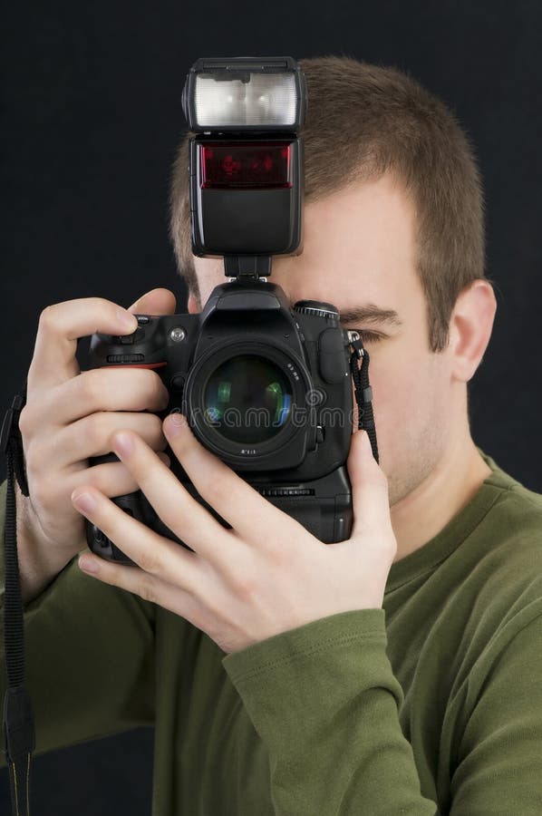 Nikon DSLR Photographer editorial image. Image of lens - 98706580