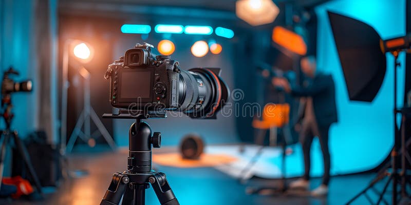 A Professional Photographer Setting Up for a Photoshoot in a Modern ...