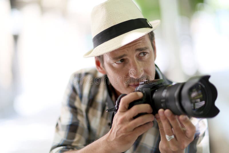 Professional Photographer Shooting Stock Image - Image of aged ...