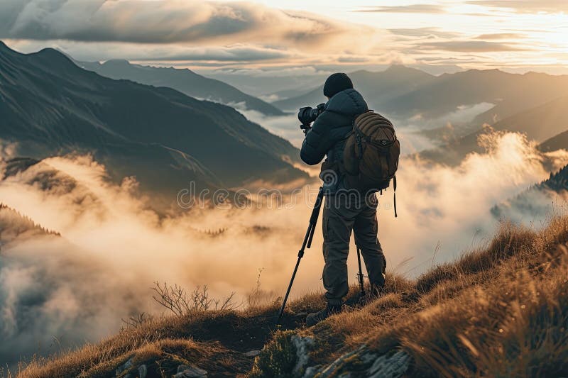Professional Photographer Taking Picture with Modern Camera in ...