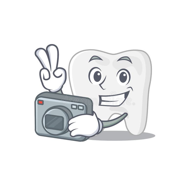 A Professional Photographer Tooth Cartoon Picture Working with Camera ...