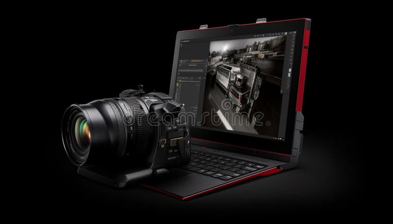 Professional Photographer Working with Modern Camera and Computer ...