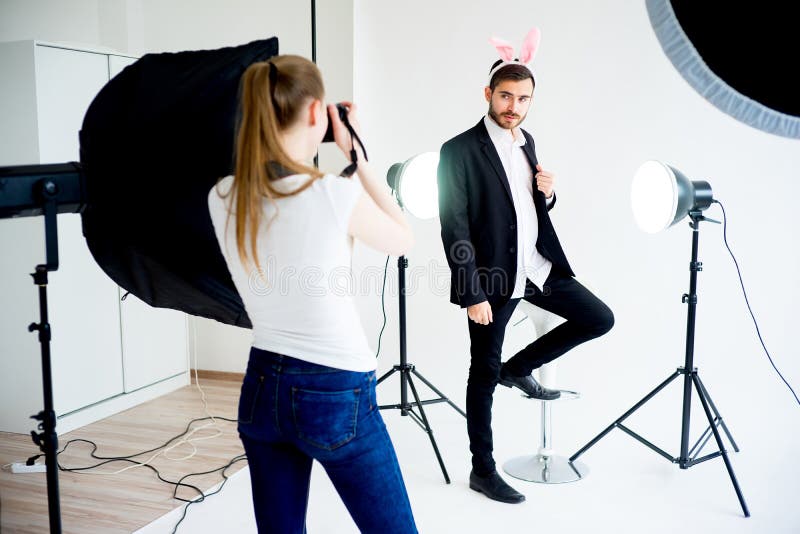 Professional Photographer Working at Studio Stock Image - Image of ...