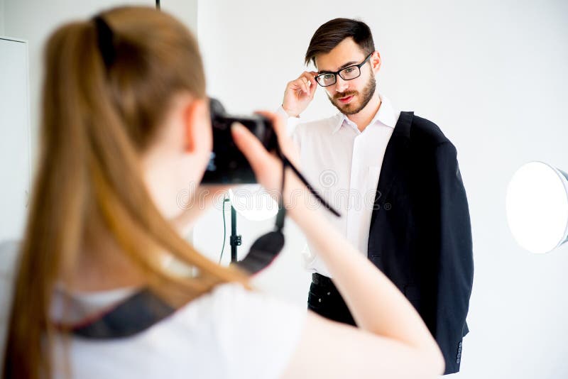 Professional Photographer Working at Studio Stock Photo - Image of ...