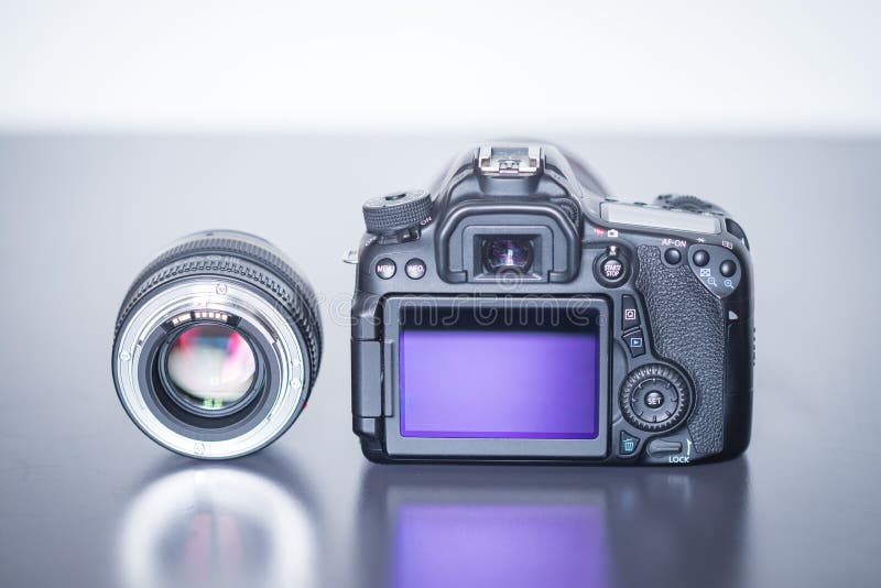 Back View of a Professional Reflex Camera with Flip Lsd Screen Stock ...