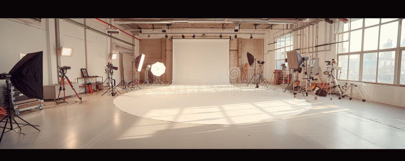 Professional Photography Studio with Lighting Equipment and Backdrops ...