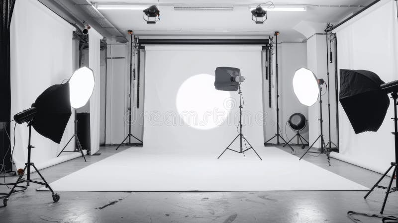 Professional Photography Studio with Lighting Equipment Stock Image ...