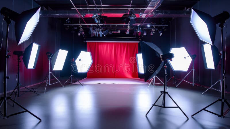 Professional Photography Studio with Lighting Equipment Stock Image ...