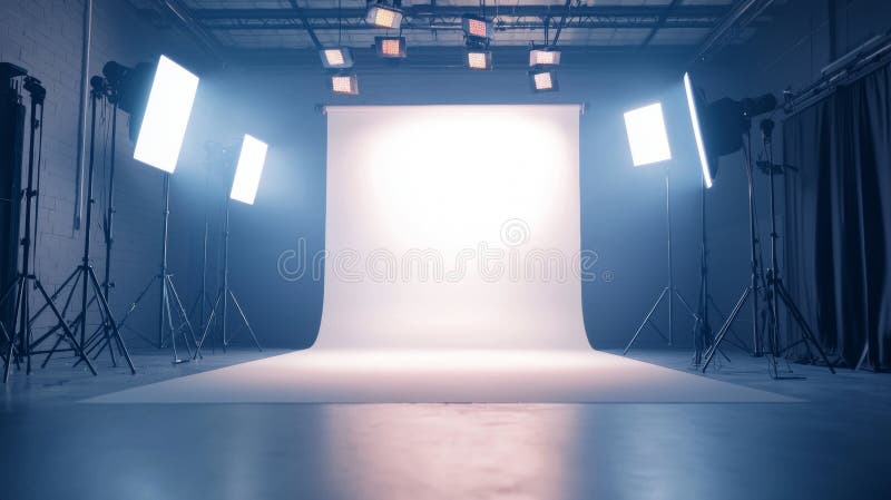 Professional Photography Studio with Lighting Equipment Stock Image ...
